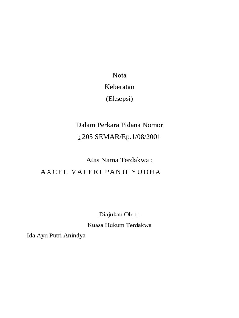 Surat Eksepsi Axcel Napi | PDF