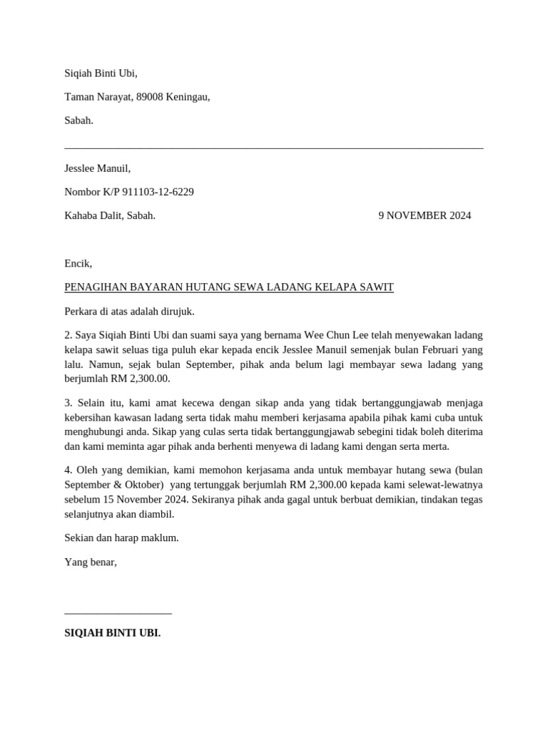 Contoh Surat Rasmi | PDF