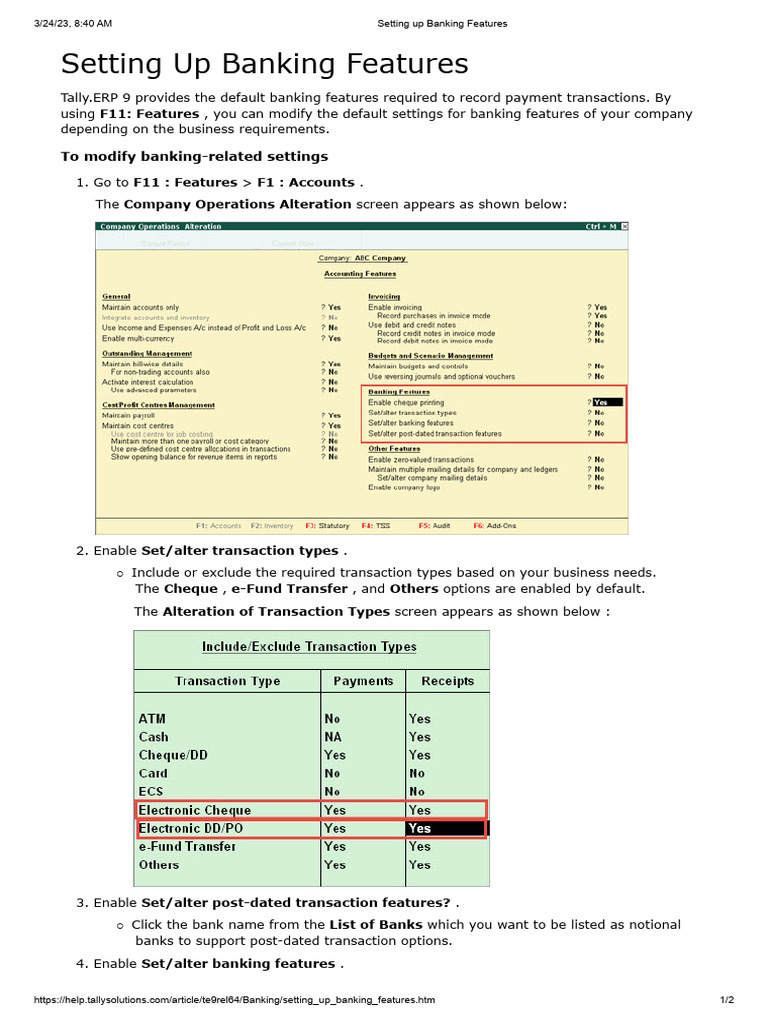 Setting Up Banking Features | PDF