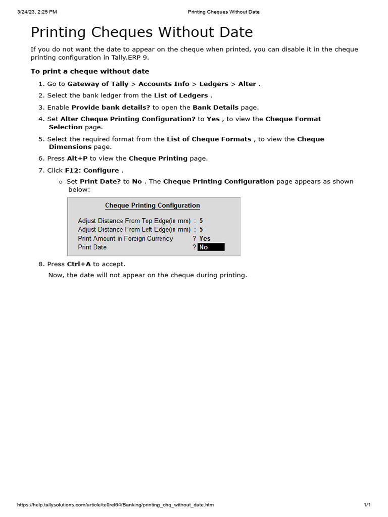 Printing Cheques Without Date | PDF