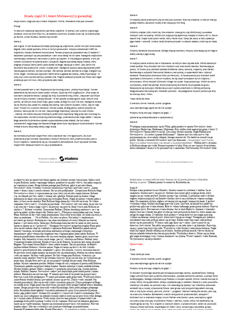 Szczegółowe Streszczenie Lektury Pt. - Dziady cz.3 - Szczegolowe-Streszczenie-Lektury-Pt-Dziady ...