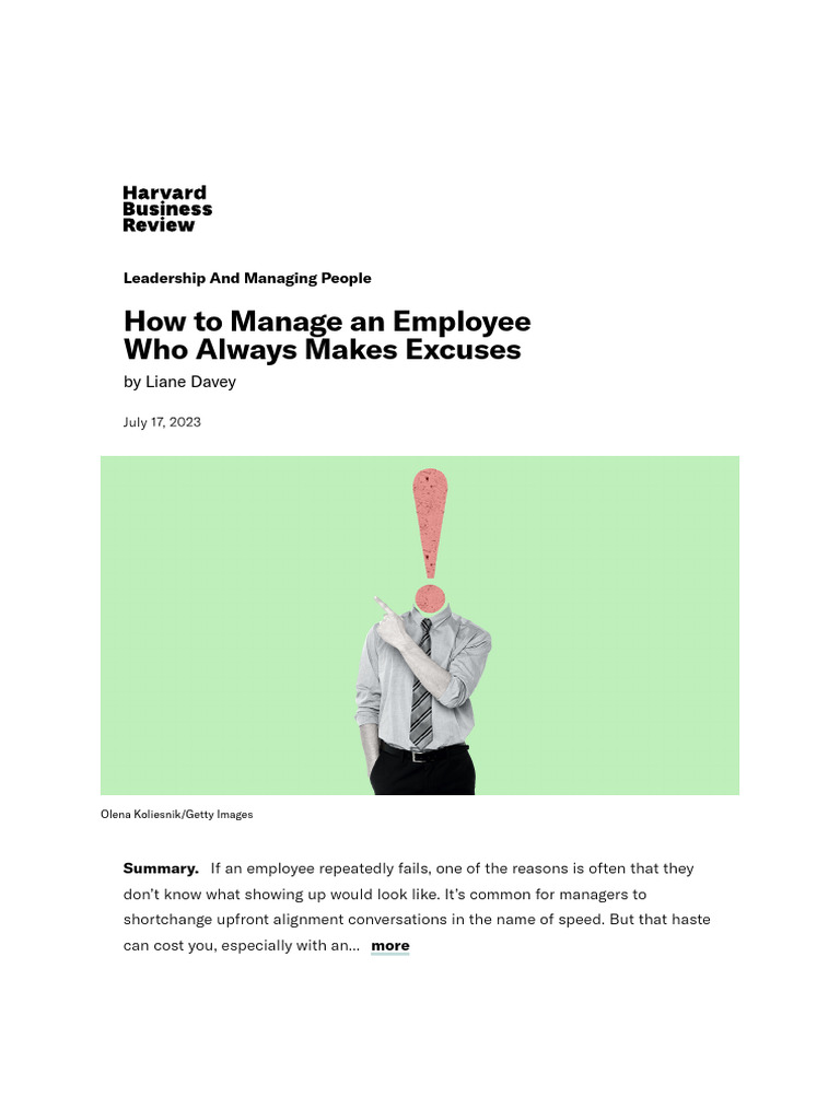 How To Manage An Employee Who Always Makes Excuses | PDF | Incentive ...