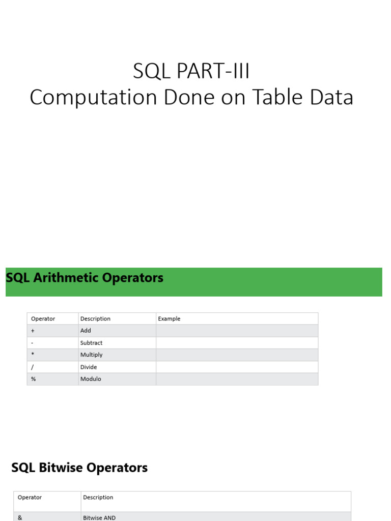 Unit-9 - Computation On Table Data | PDF | Arithmetic | Computer Programming