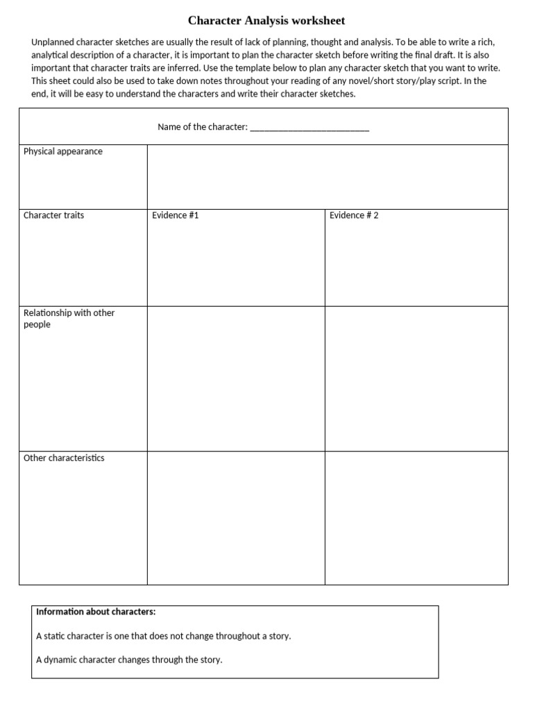 Character-Inference Sheet | PDF