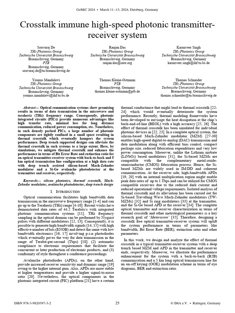 Crosstalk Immune High-Speed Photonic Transmitter-Receiver System | PDF ...