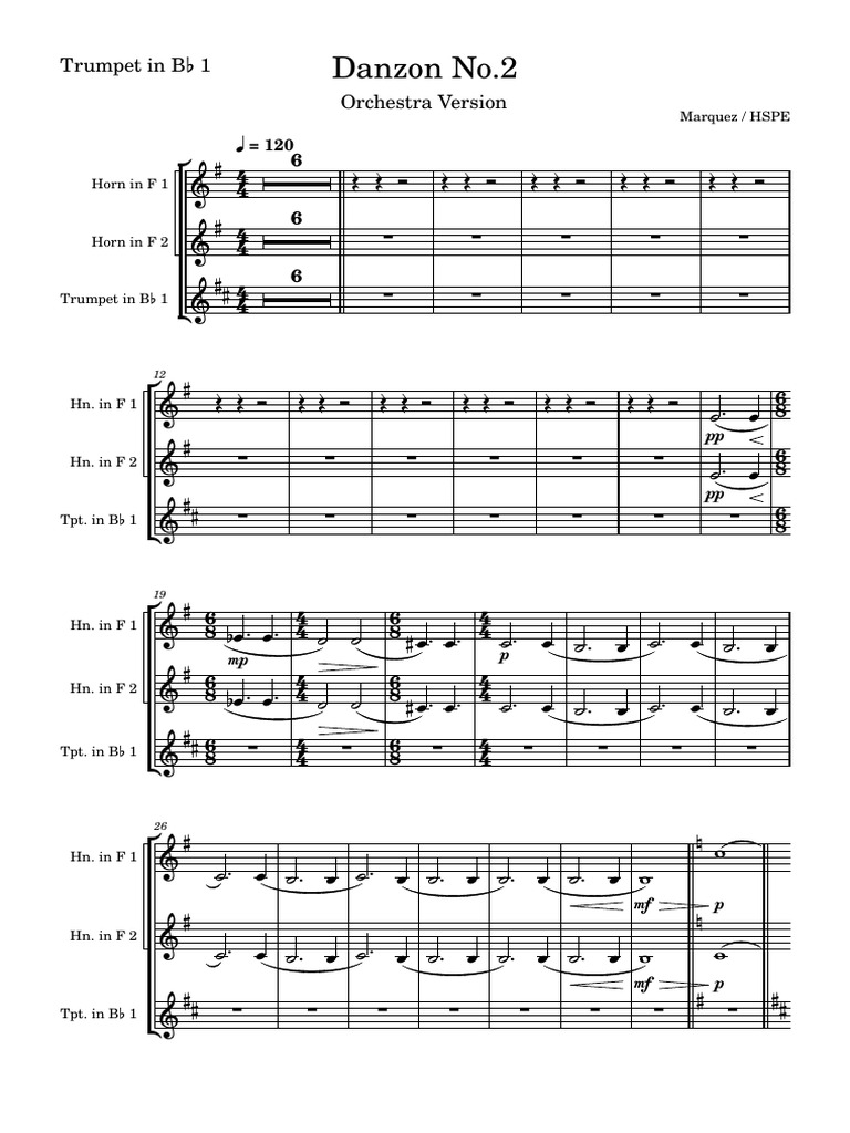 Danzon No2 Trumpet - in - BB - 1 | PDF | Pitch (Music) | Music Theory