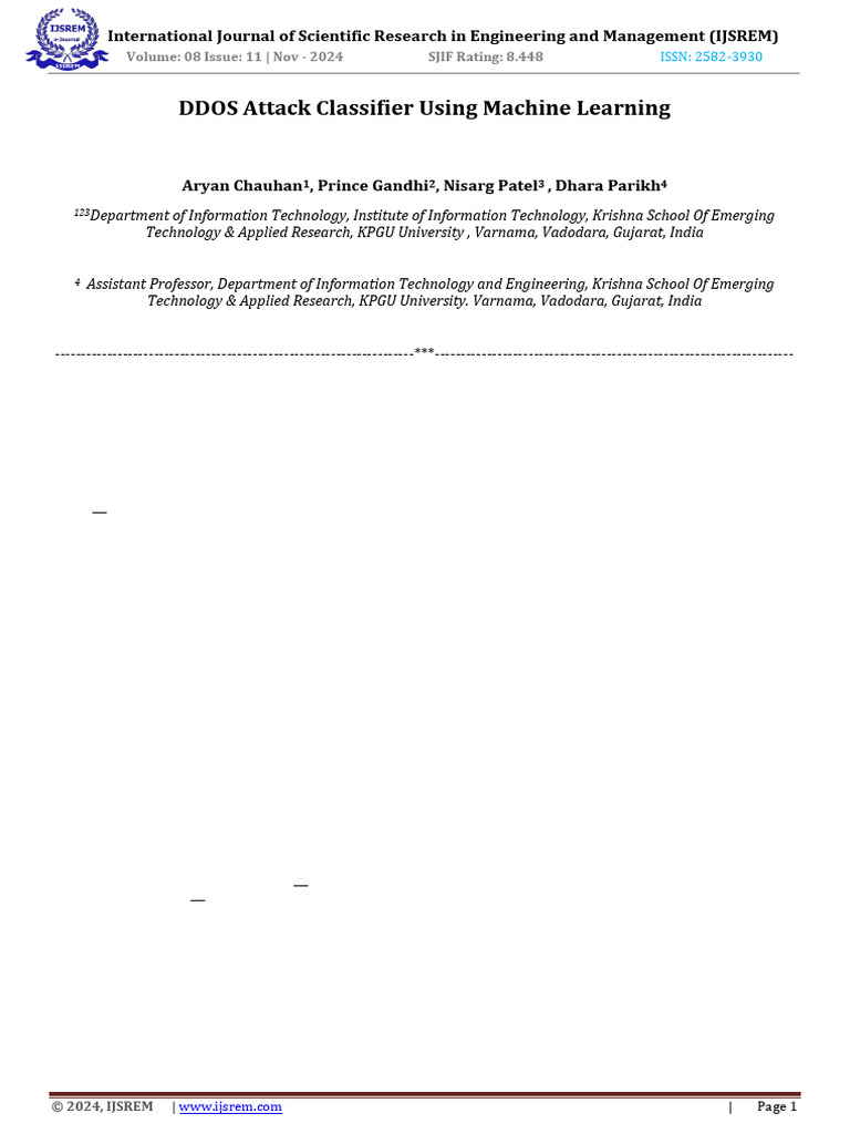 DDOS Attack Classifier Using Machine Learning | PDF | Receiver Operating Characteristic | Denial ...