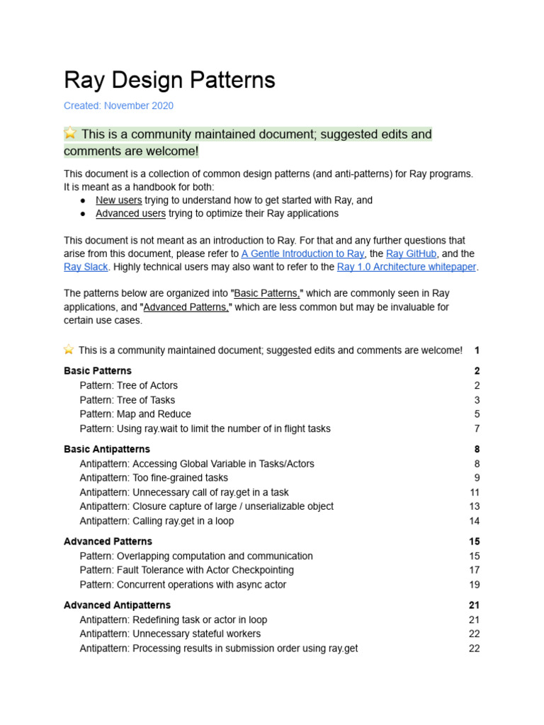 Ray Design Patterns Handbook | PDF | Computer Cluster | Information ...