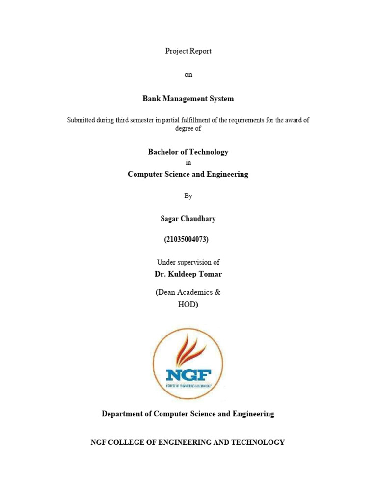 Project Report Bank Management System | PDF | Software | Operating System