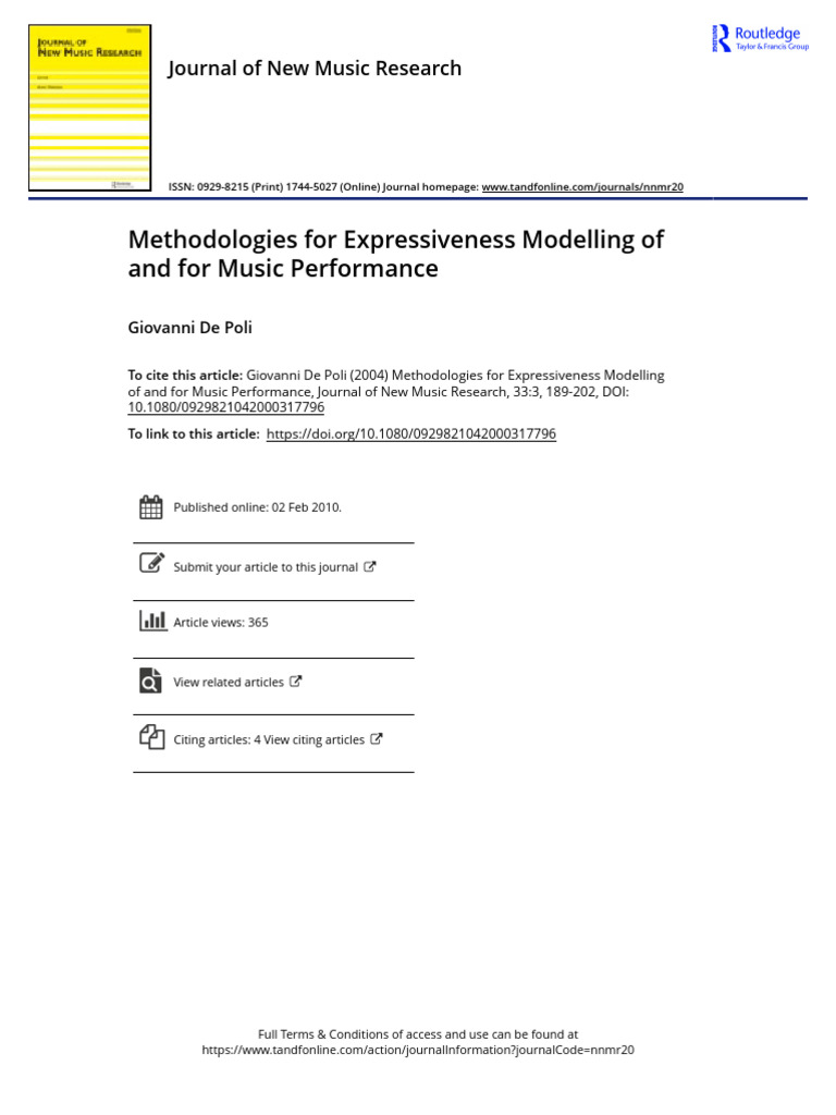 Expressiveness in Music Performance | PDF | Information | Principal Component Analysis