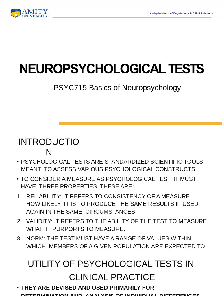 Module 5 Neuropsychological Tests Part - 1 | PDF | Wechsler Adult ...