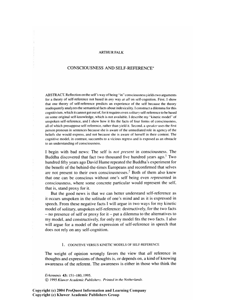 Consciousness and Self-Reference | PDF