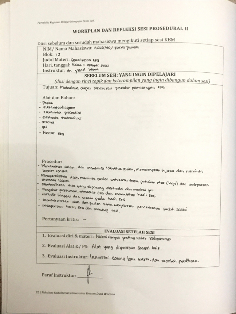 1.J - SL Pemasangan EKG - KLP 1.3 - 41220740 - Tasya Tamara | PDF