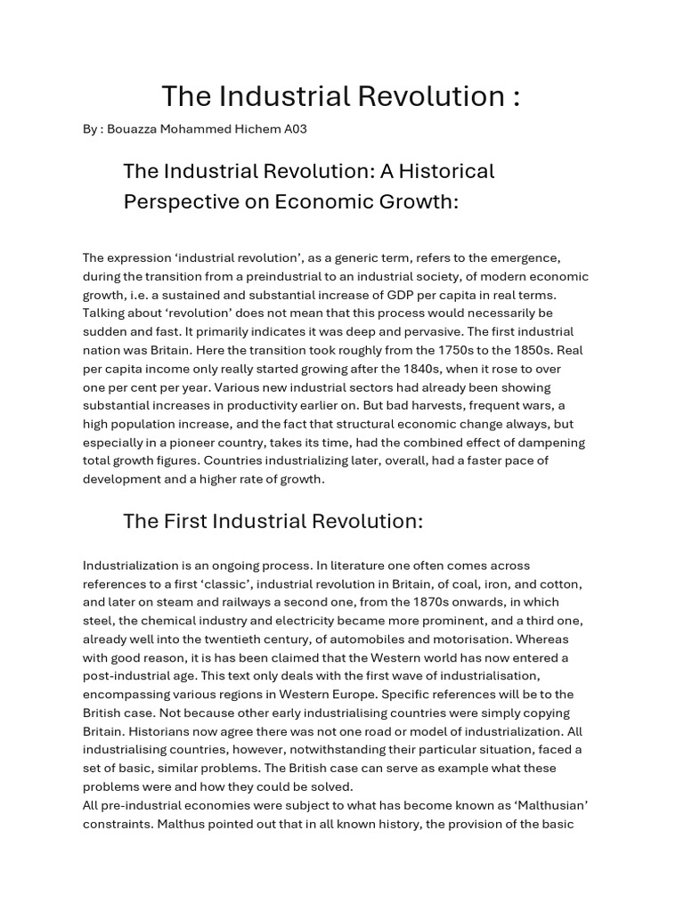 The Industrial Revolution: A Historical Perspective On Economic Growth ...