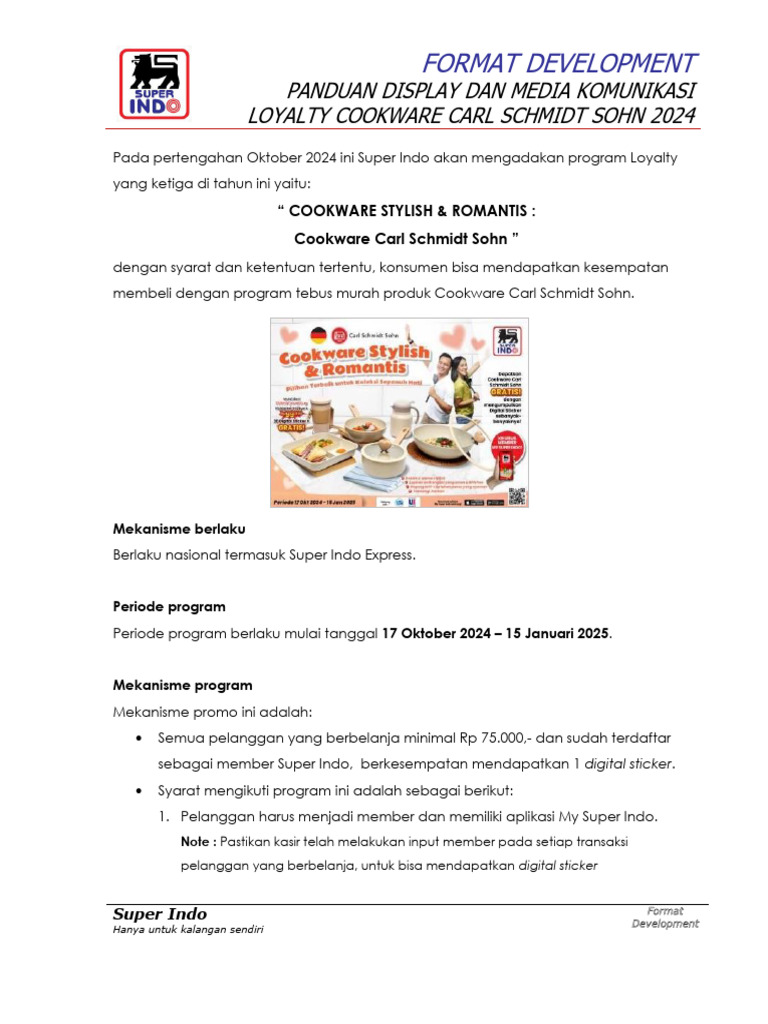 Panduan Display Loyalty Cookware Carl Schmidt Sohn 2024 | PDF