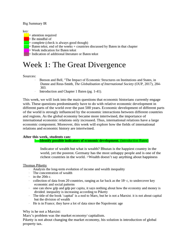 Big Summary IR | PDF | Cost Of Living | Capitalism