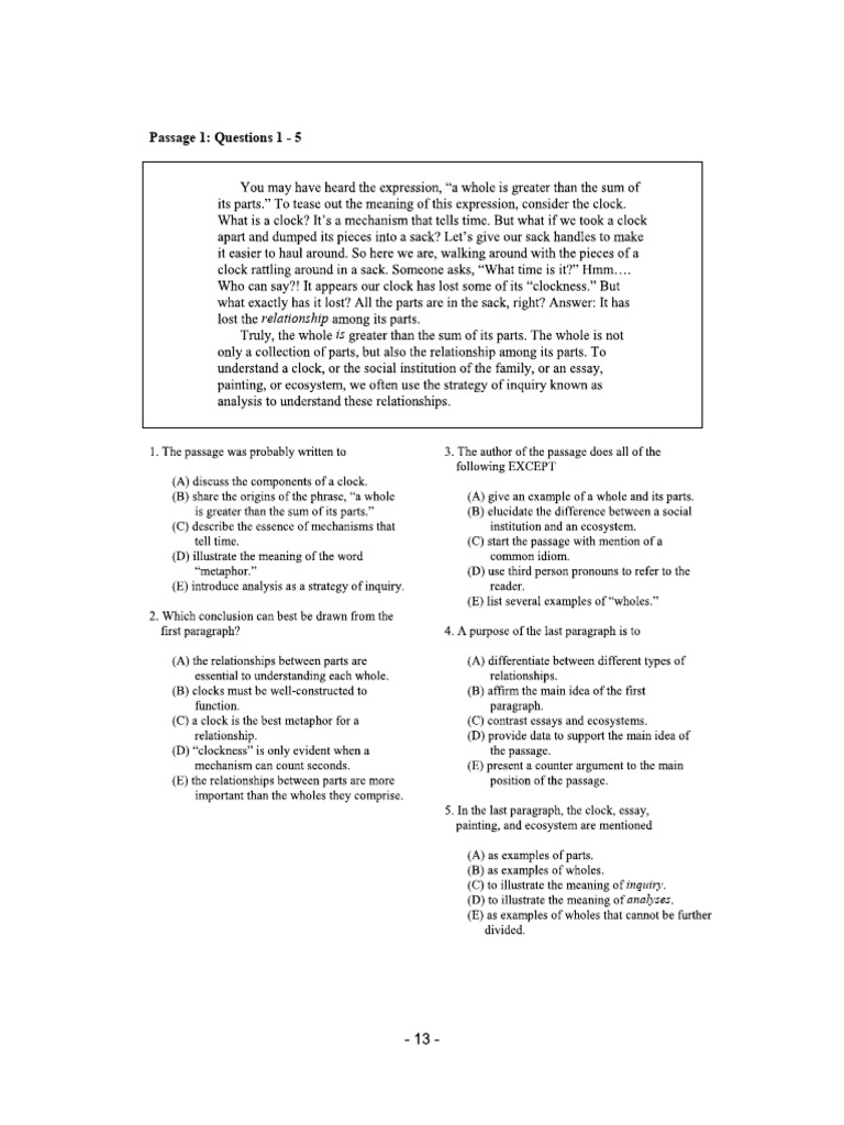 SSAT - Reading | PDF