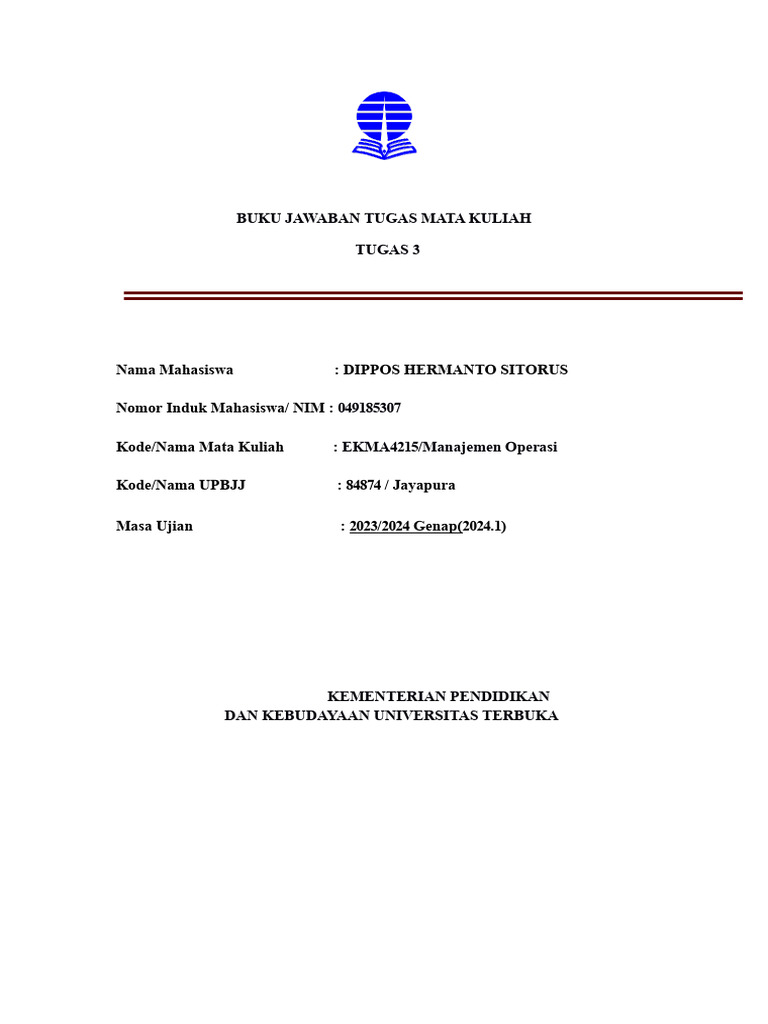 TMK 3 EKMA4215 Manajemen Operasi 1 | PDF