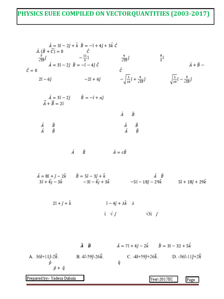 Physics EUEE Vector Quantities | PDF | Euclidean Vector | Force
