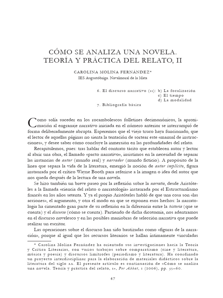 Como Analizar Una Novela 2 | PDF | Narración | Escritura