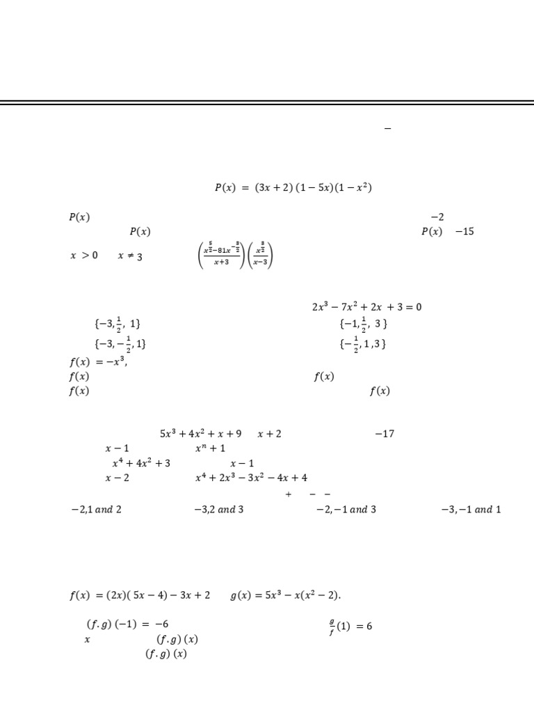 Work Sheet On Polynomial Function-1 | PDF | Polynomial | Factorization
