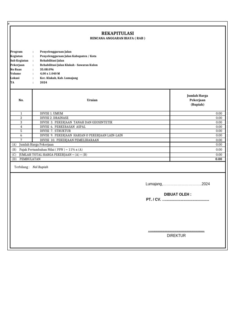RAB KOS Klakah Sawaran Kulon | PDF