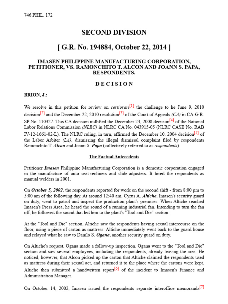 Imassen V Ramonchito | PDF | Employment | Labour Law