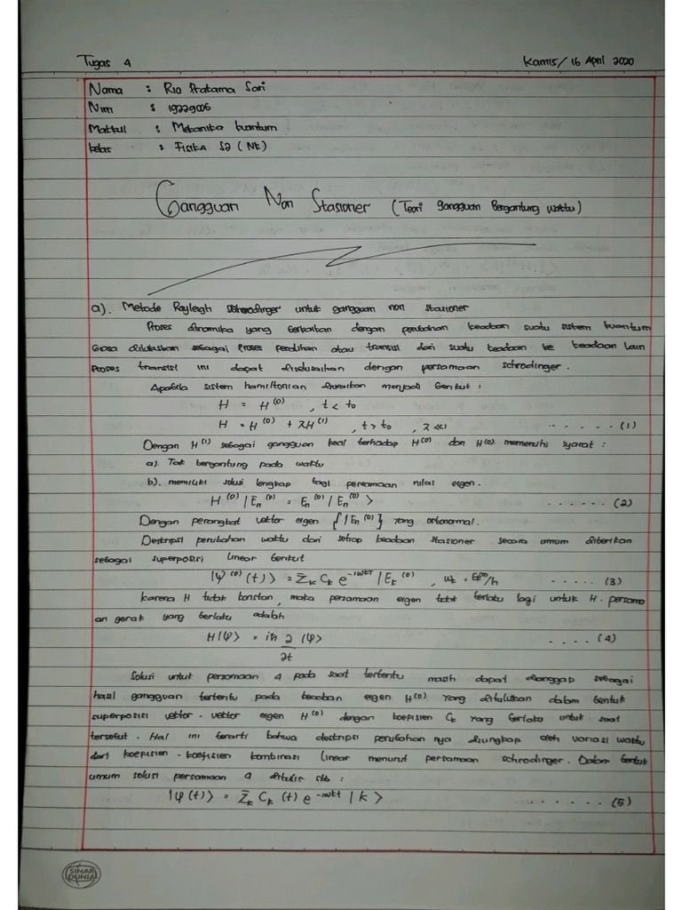 Tugas 4 Mekanika Kuantum PDF | PDF
