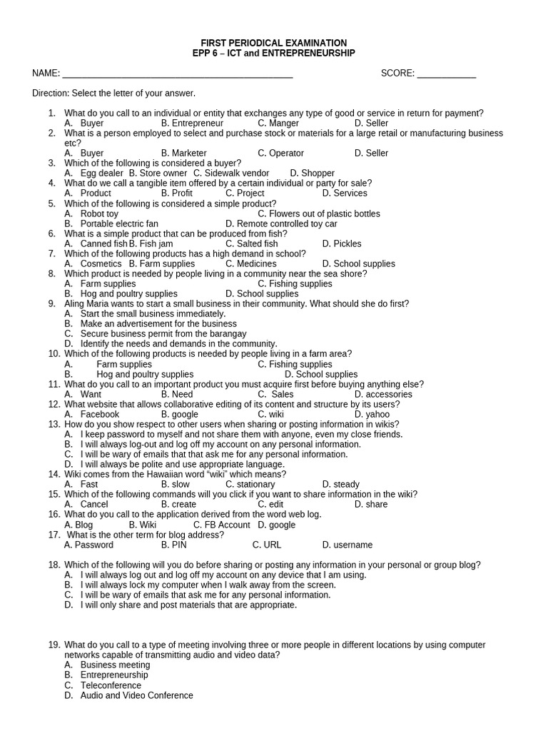 Ict 1ST PD Test | PDF | Wiki | Internet