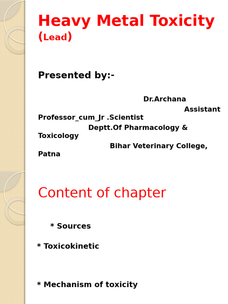 Heavy Metal Toxicity Lead Pdf Lead Toxicity