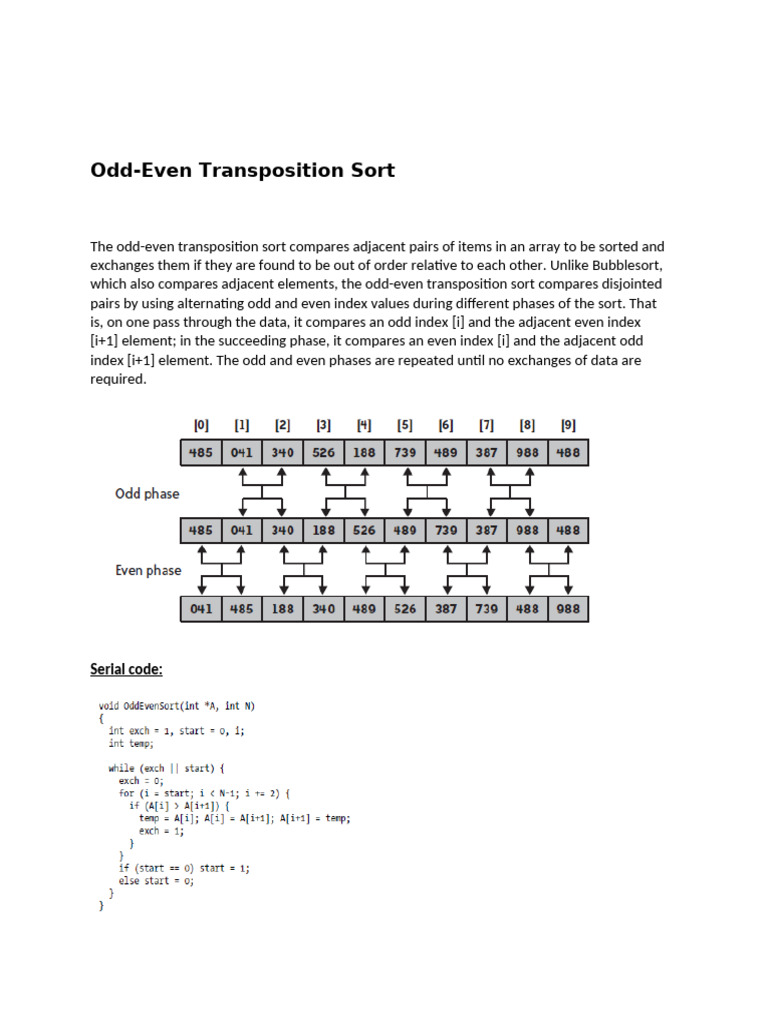 Odd-Even Transposition Sort | PDF Odd-Even Transposition Sort | PDF