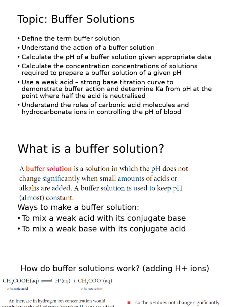 Understanding Buffer Solutions and Their Applications | PDF