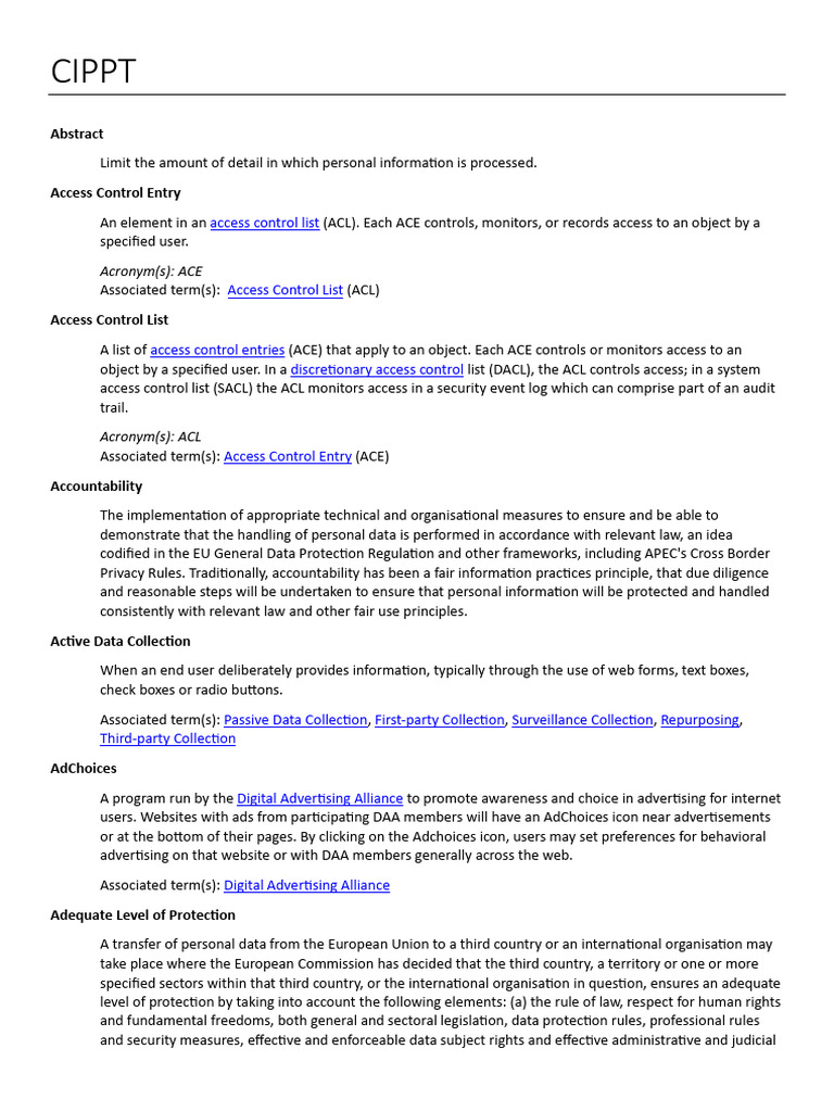 CIPT Glossary | PDF | World Wide Web | Internet & Web
