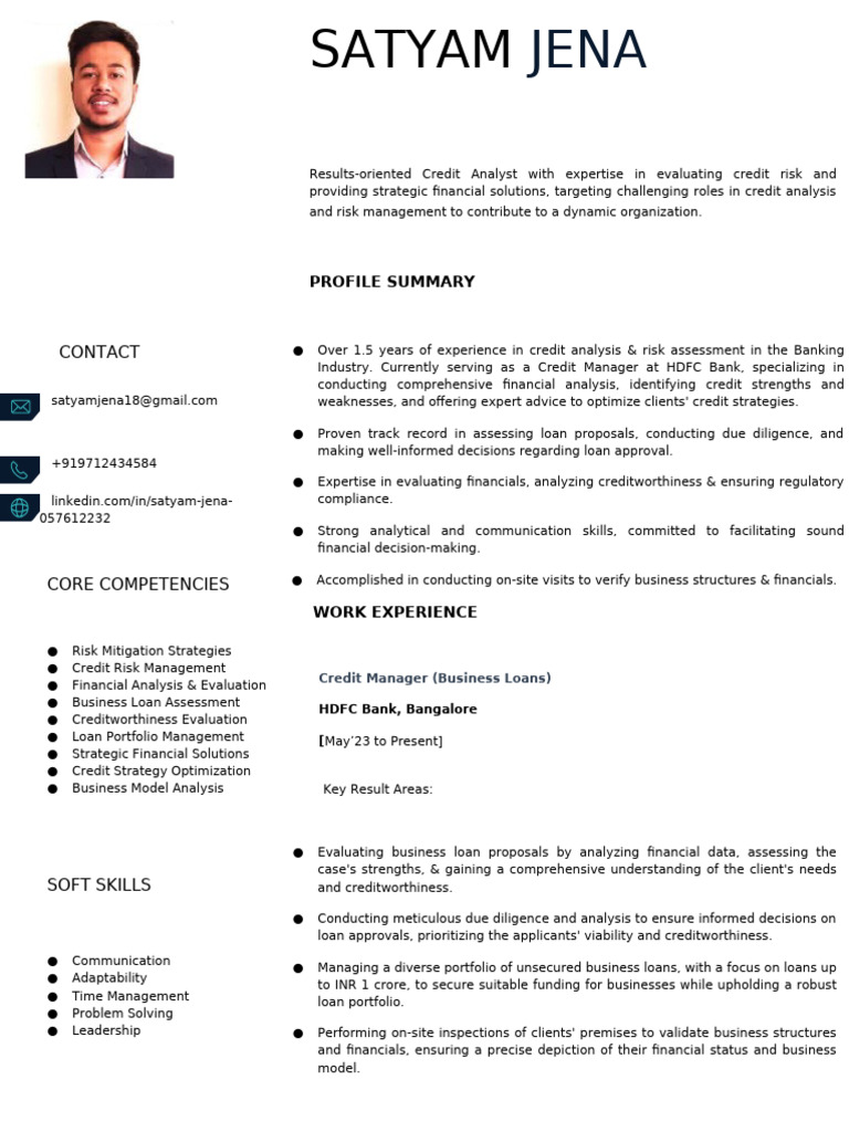 Resume - Final Changes (Satyam) | PDF | Credit Risk | Risk Management