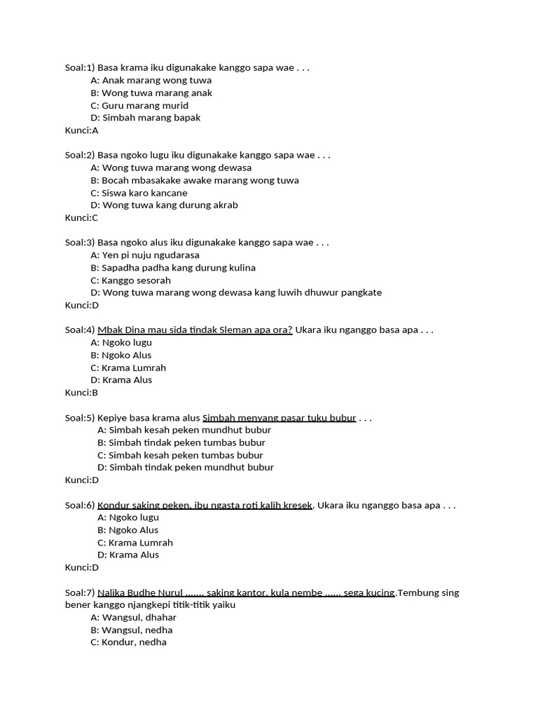 B.jawa - Kls 7 - PAS Ganjil 23.24 | PDF