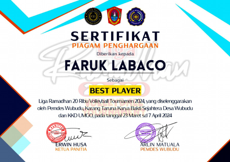 Piagam Best Player | PDF