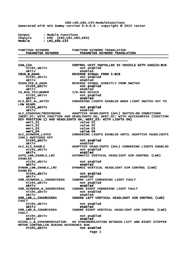 E6x-LM2 PAramter File From NCS Dummy | PDF