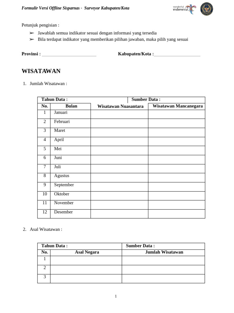 FORMULIR SURVEYOR KABUPATEN - (11 Hal) | PDF