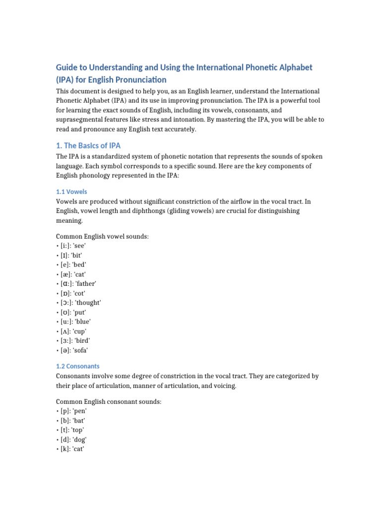 English Pronunciation with IPA | PDF | Vowel | Consonant