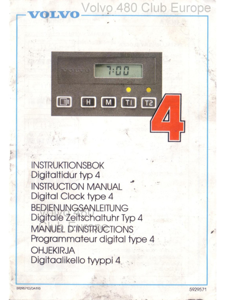 Volvo 5929571D - DA93 - Digital Clock Type 4 | PDF