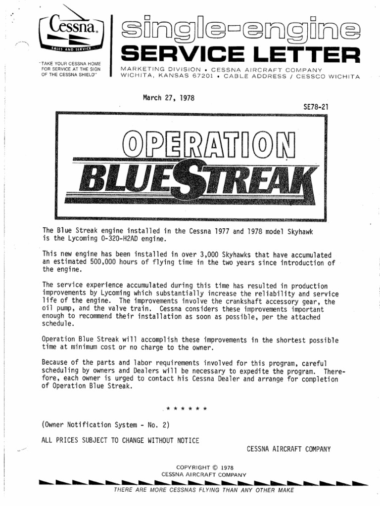 Lycoming O-320 Service Letter | PDF