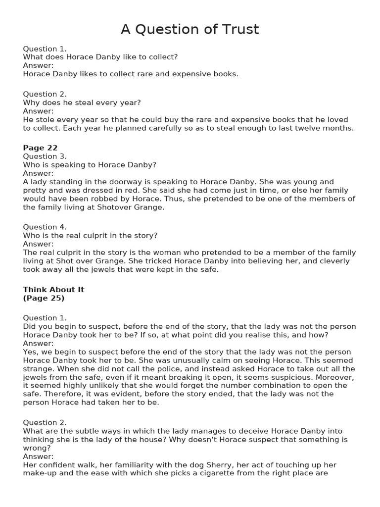 A Question of Trust | PDF | Theft