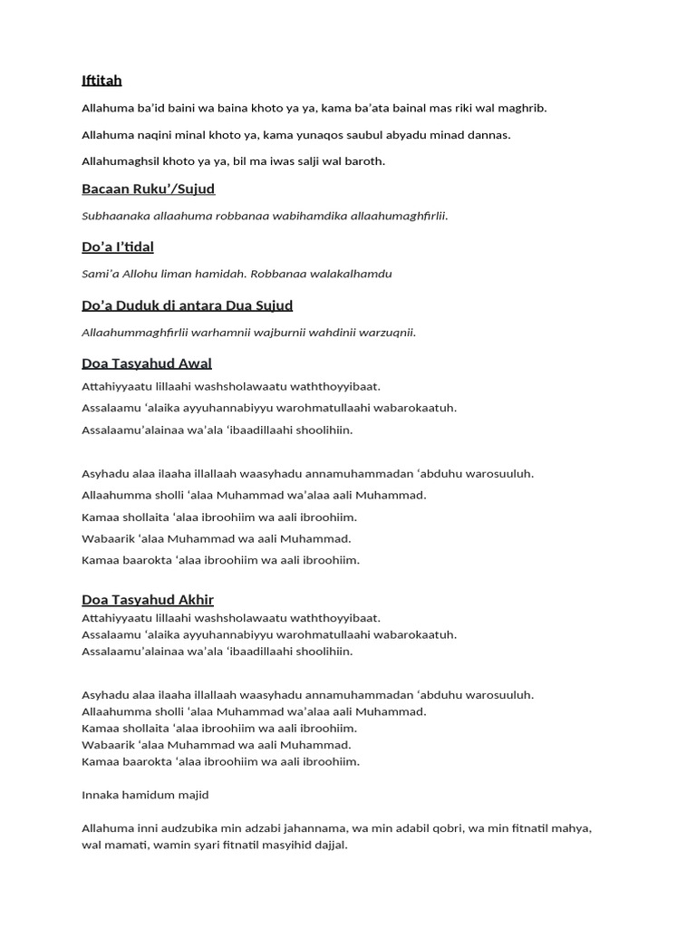 Doa Sholat | PDF