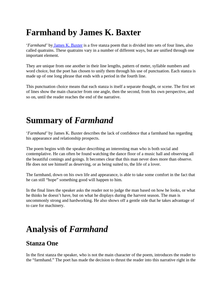 Farmhand by James K | PDF | Poetry