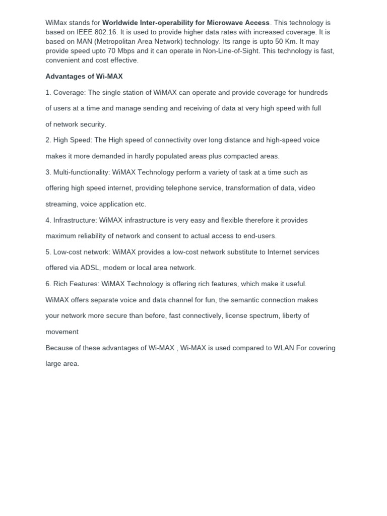 Wimax | PDF | Wi Max | Internet Access
