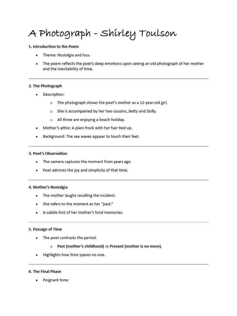 A Photograph Short Notes XI | PDF