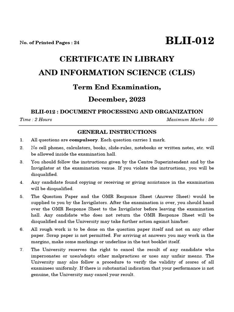 Blii 012 | PDF | Library Science | Library Cataloging And Classification