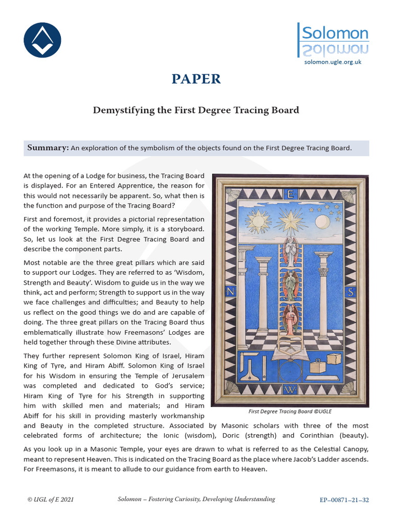 Understanding the First Degree Tracing Board | PDF | Freemasonry ...