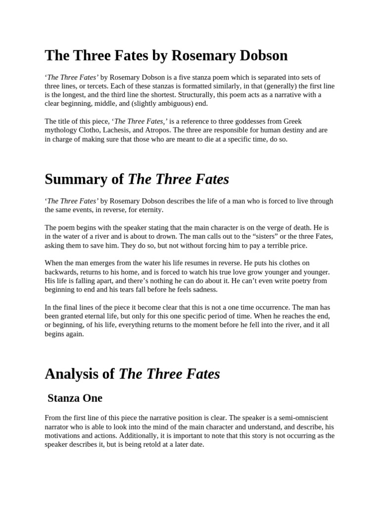 The Three Fates by Rosemary Dobson | PDF