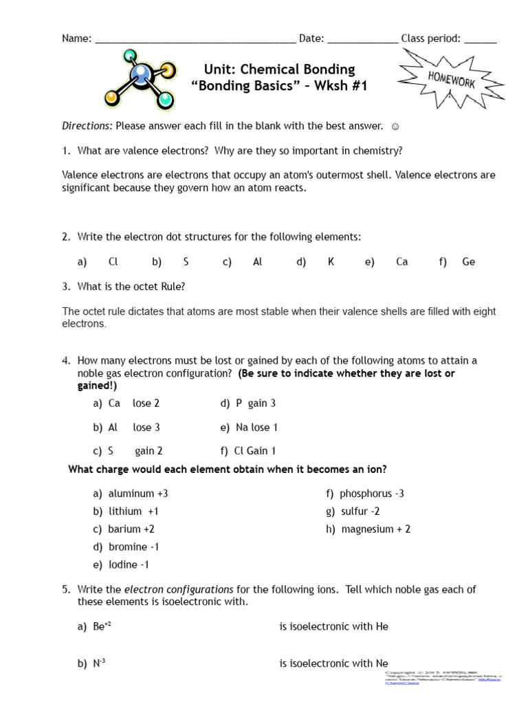 Wksh1-Basics of Bonding | PDF